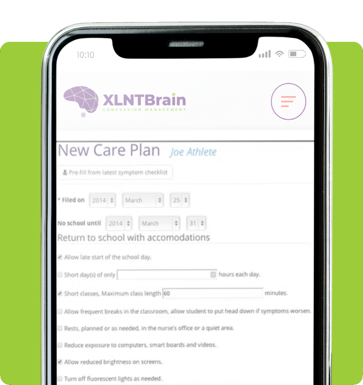 Features - Complete concussion management program all levels
